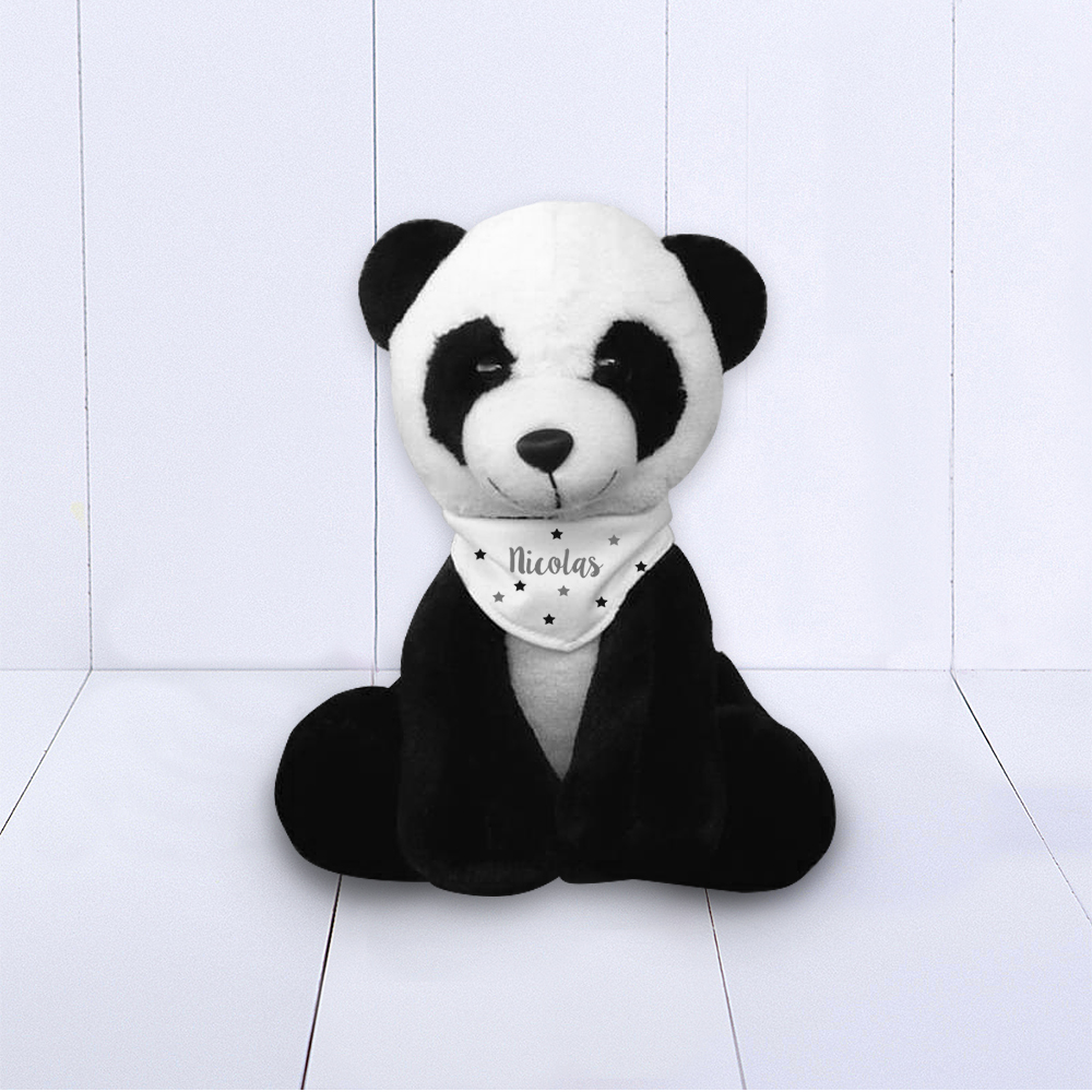 Panda de Pelúcia com Bandana Personalizada - Meu Mundo Personalizado